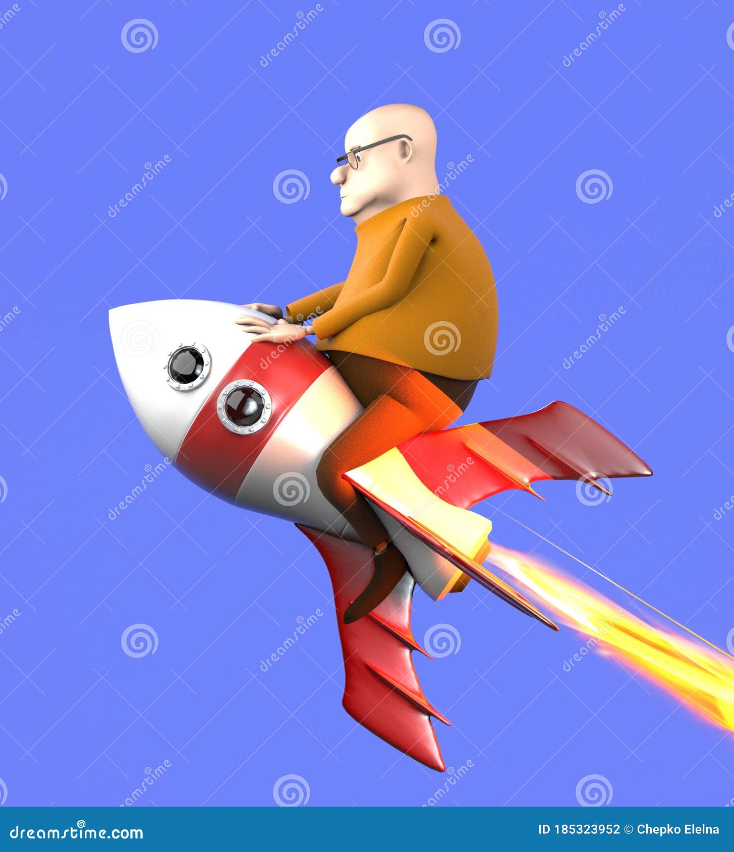 Man on a Rocket,cartoon Style,3d Render Stock Illustration ...