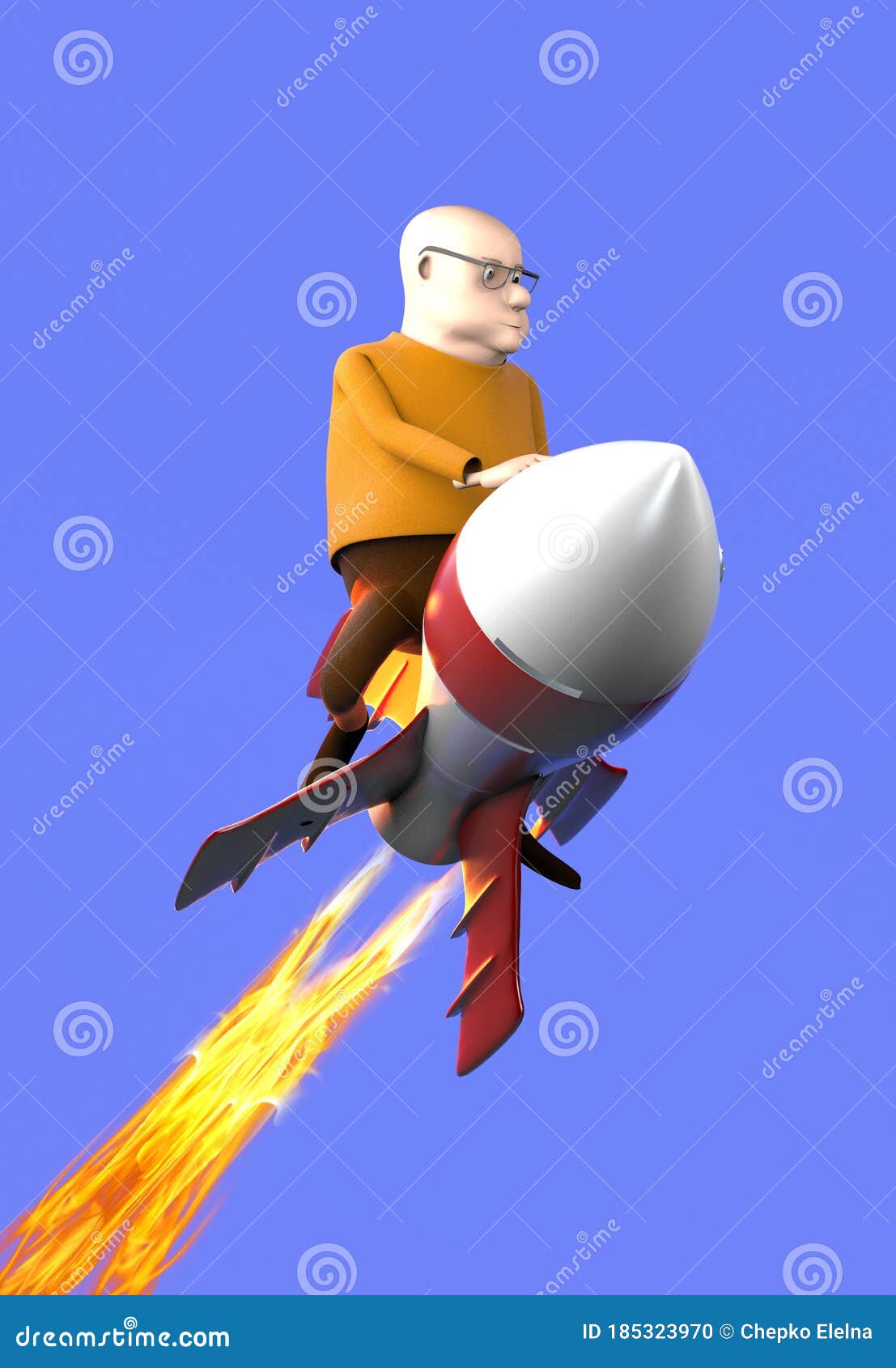 Man on a Rocket,cartoon Style,3d Render Stock Illustration ...