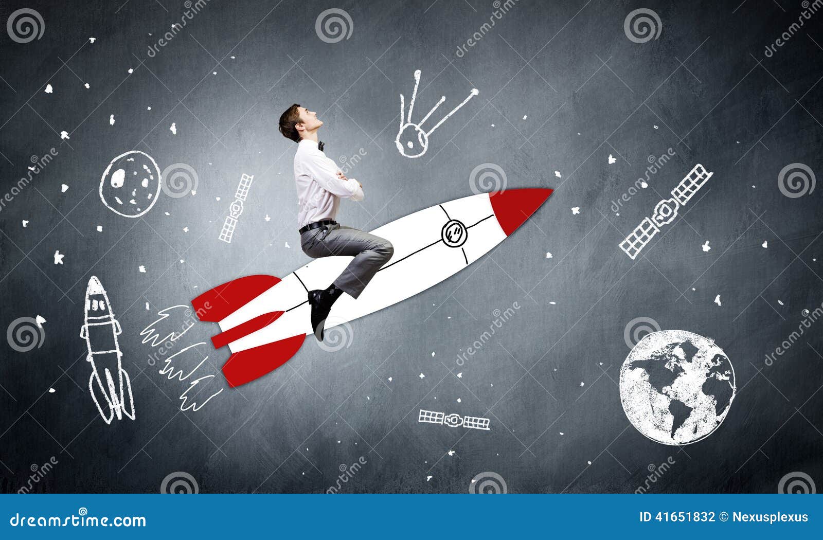 Man on rocket stock illustration. Illustration of corporate - 41651832
