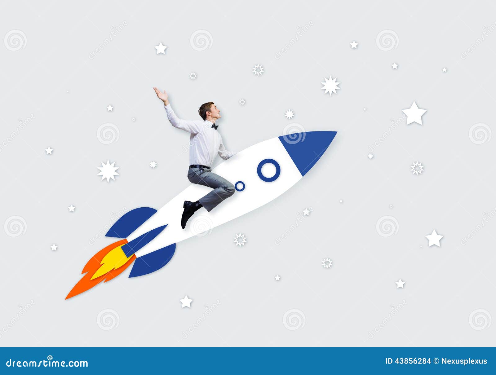 Man on rocket stock illustration. Illustration of business - 43856284