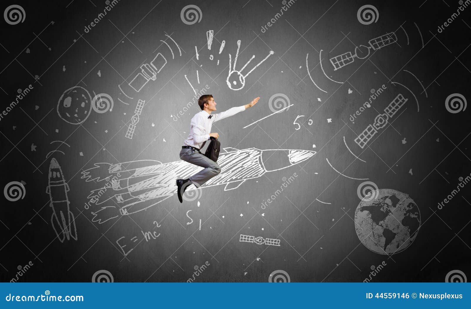Man on rocket stock illustration. Illustration of ride - 44559146