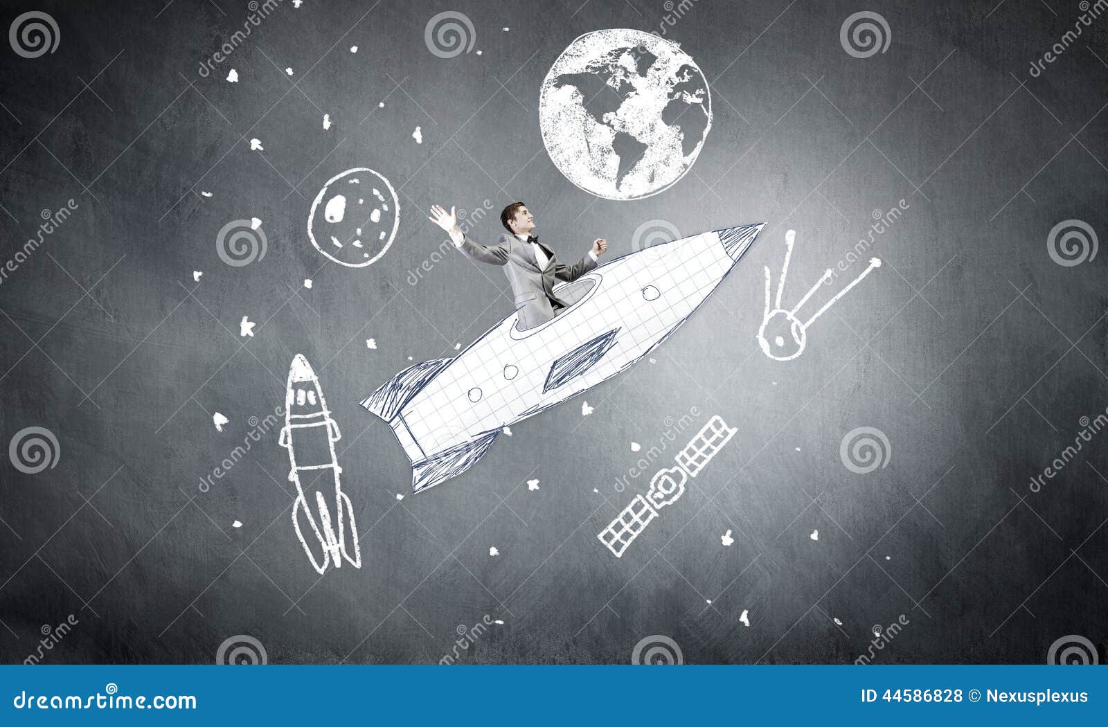 Man on rocket stock illustration. Illustration of corporate - 44586828