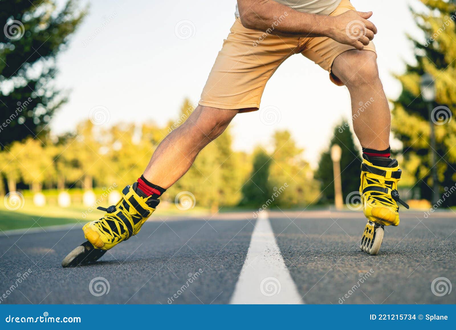 The Man Rollerblading on the Asphalt Stock Photo - Image of holiday ...