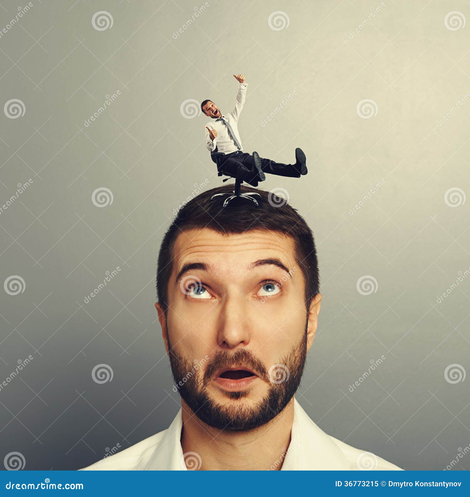 Man Rolling on the Big Head Stock Image - Image of amazed, mind: 36773215