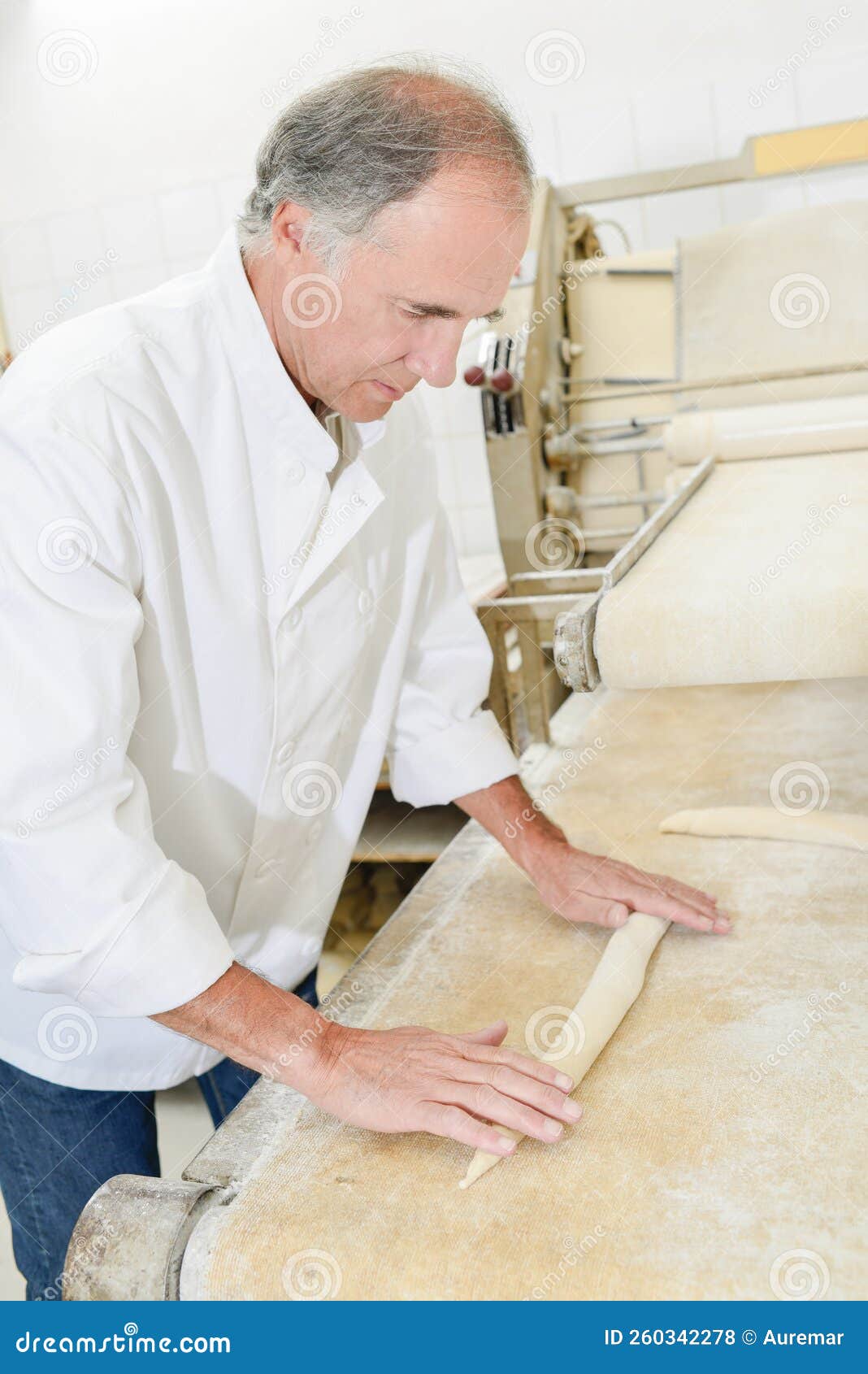 Man rolling dough stock photo. Image of breakfast, dinner - 260342278