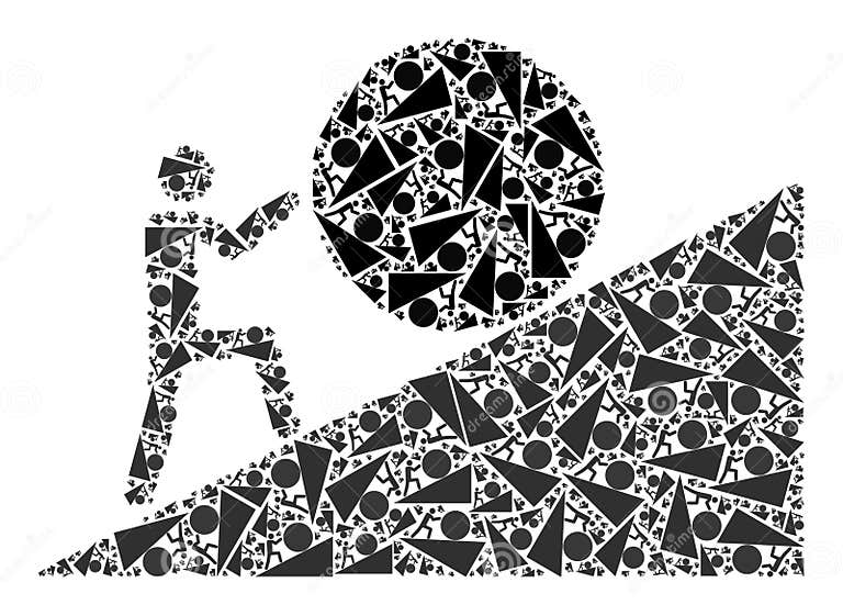 Man Rolling Sphere Up Recursion Icon Composition of Self Icons Stock ...