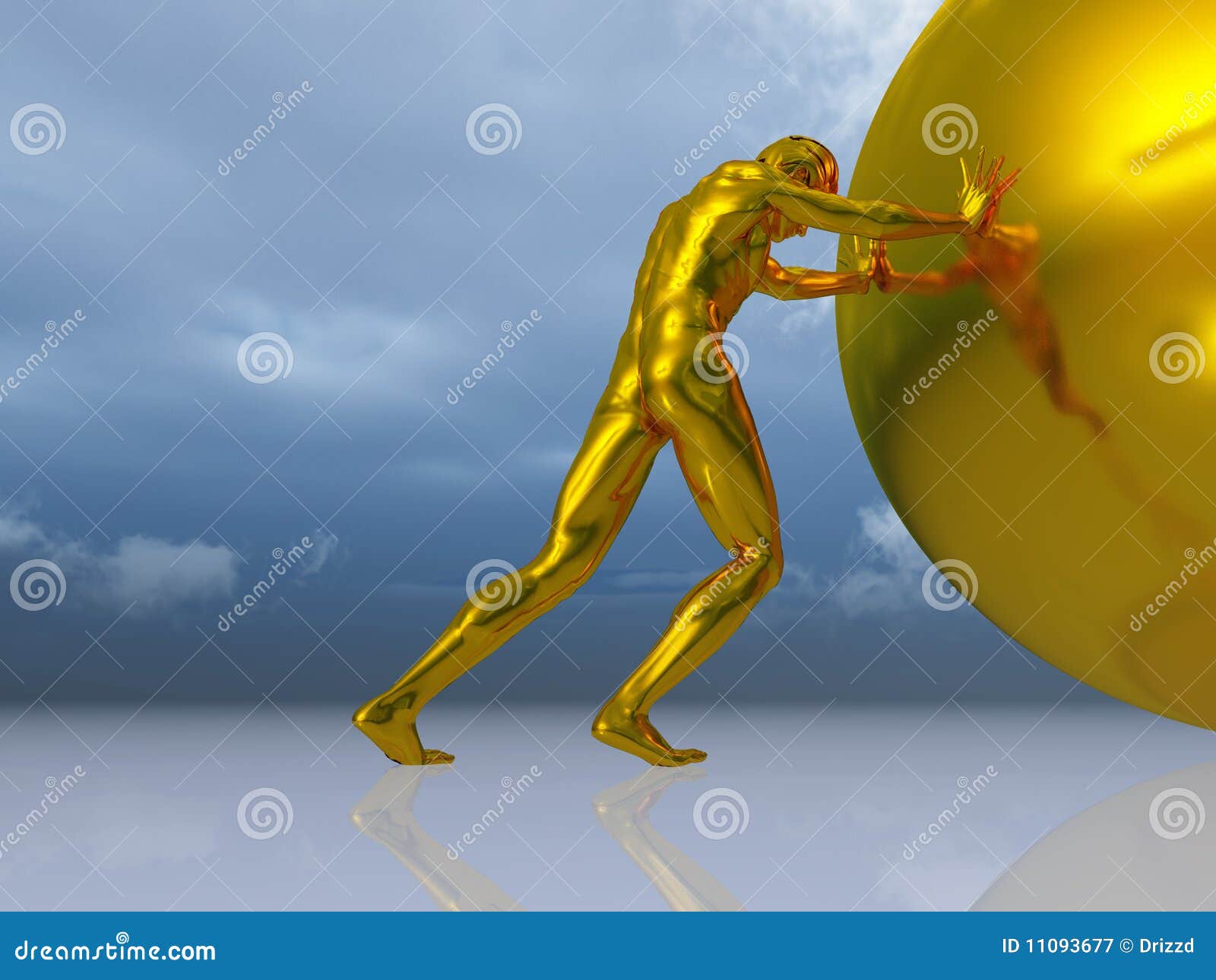 Man rolls ball stock illustration. Illustration of gold - 11093677