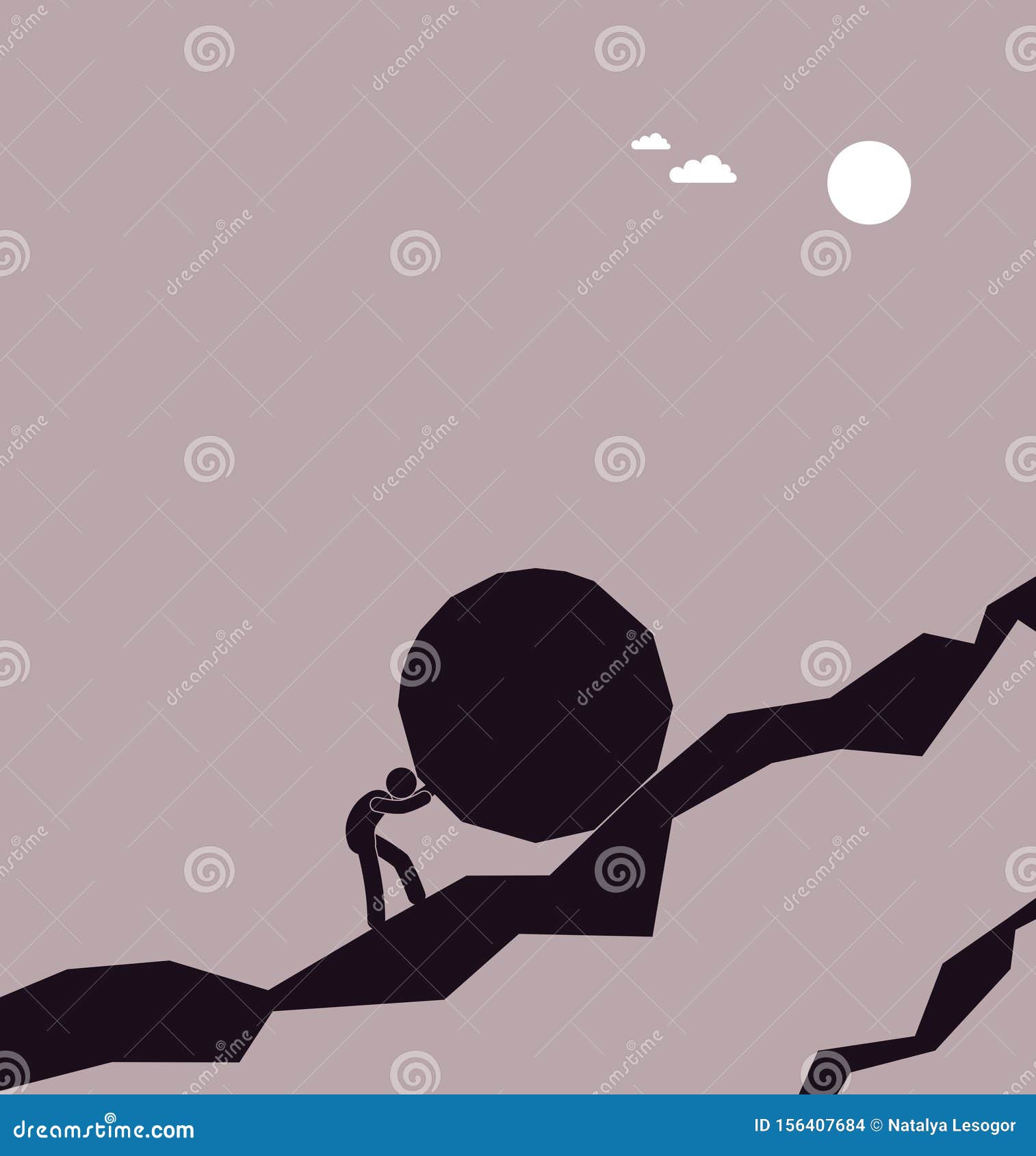 A Man Rolls A Stone Up The Hill. Vector Drawing | CartoonDealer.com ...