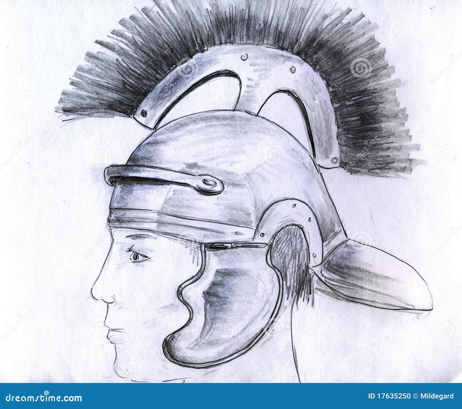 Man in Roman helmet stock illustration. Illustration of soldier - 17635250