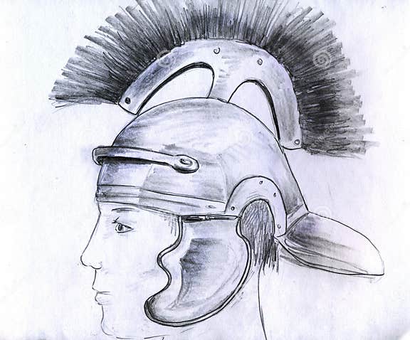 Man in Roman helmet stock illustration. Illustration of soldier - 17635250