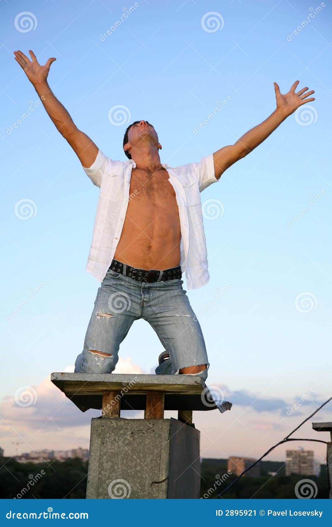 Man on the roof stock image. Image of home, frame, brick - 2895921