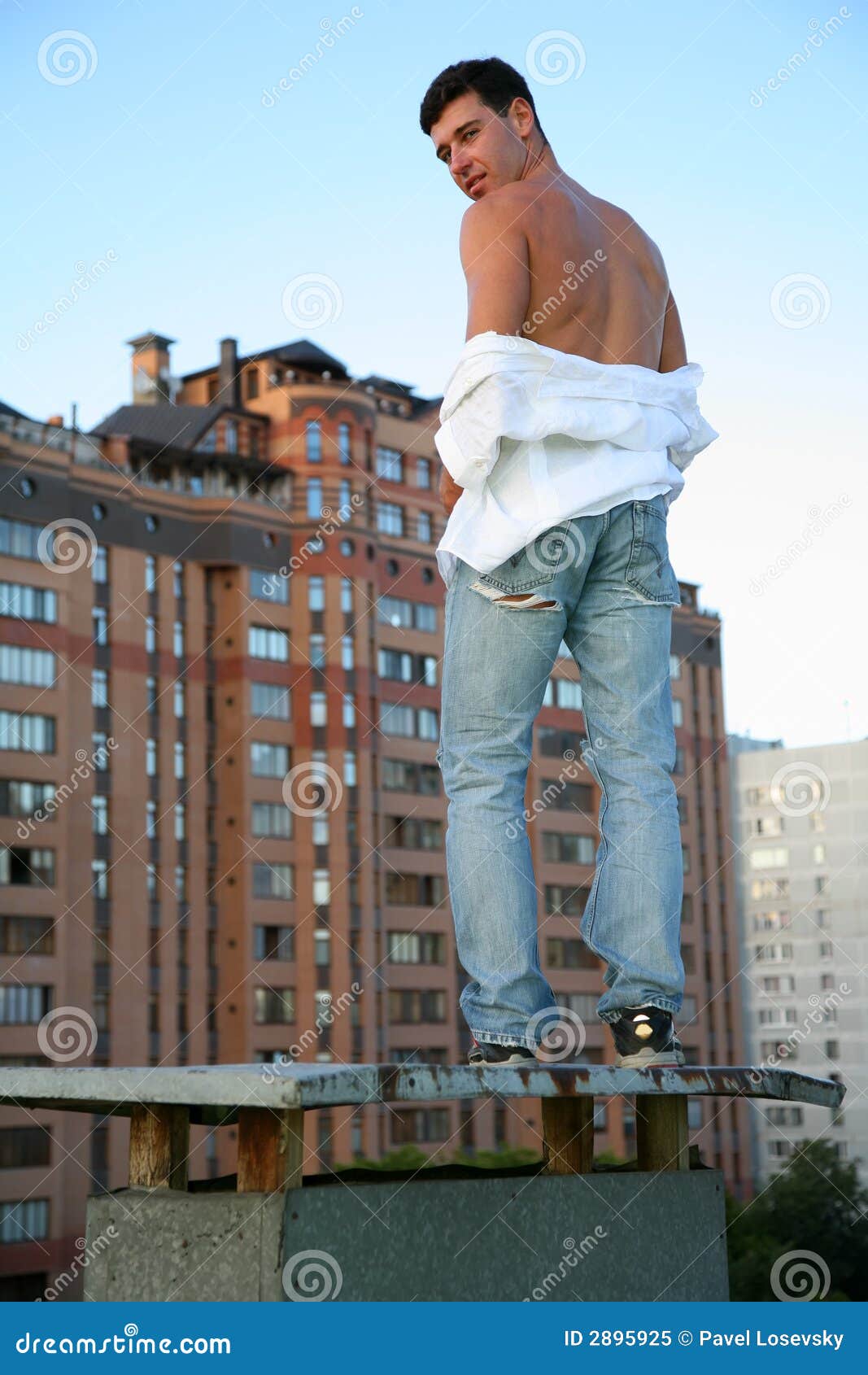 Man on the roof stock image. Image of home, adults, nervous - 2895925