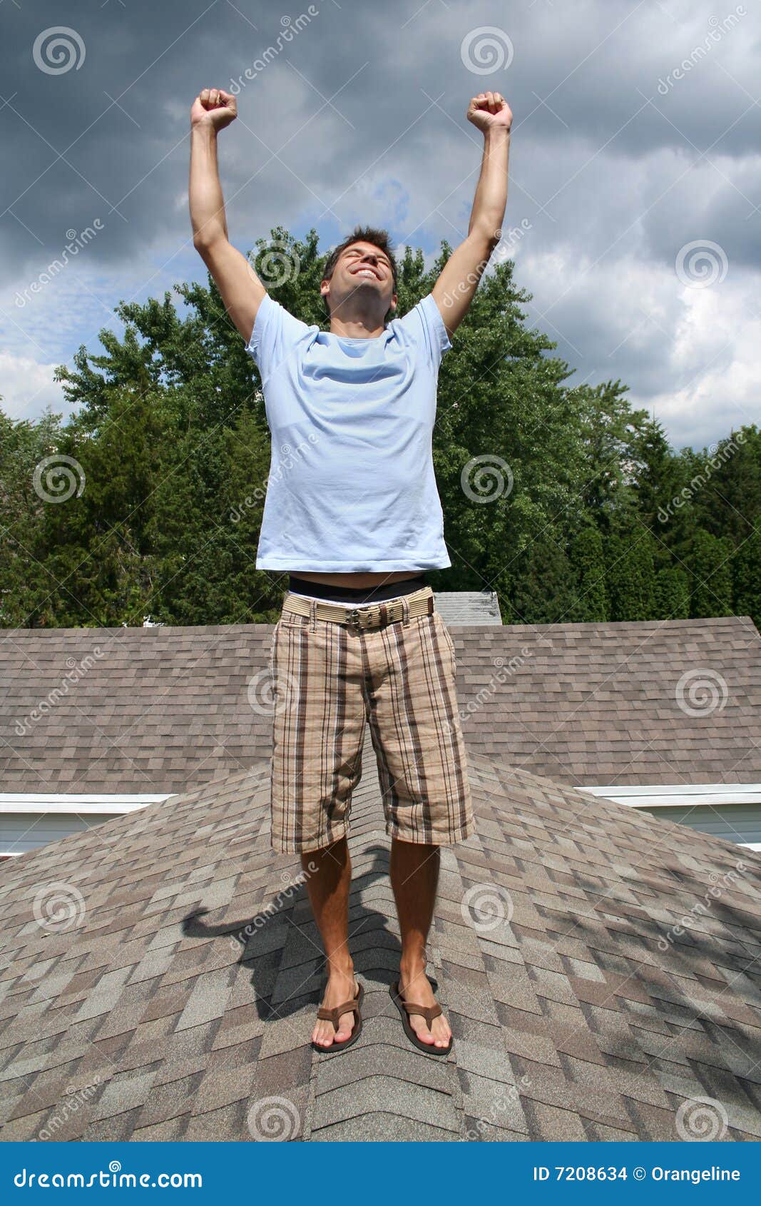 Man on Roof stock photo. Image of outside, winner, male - 7208634