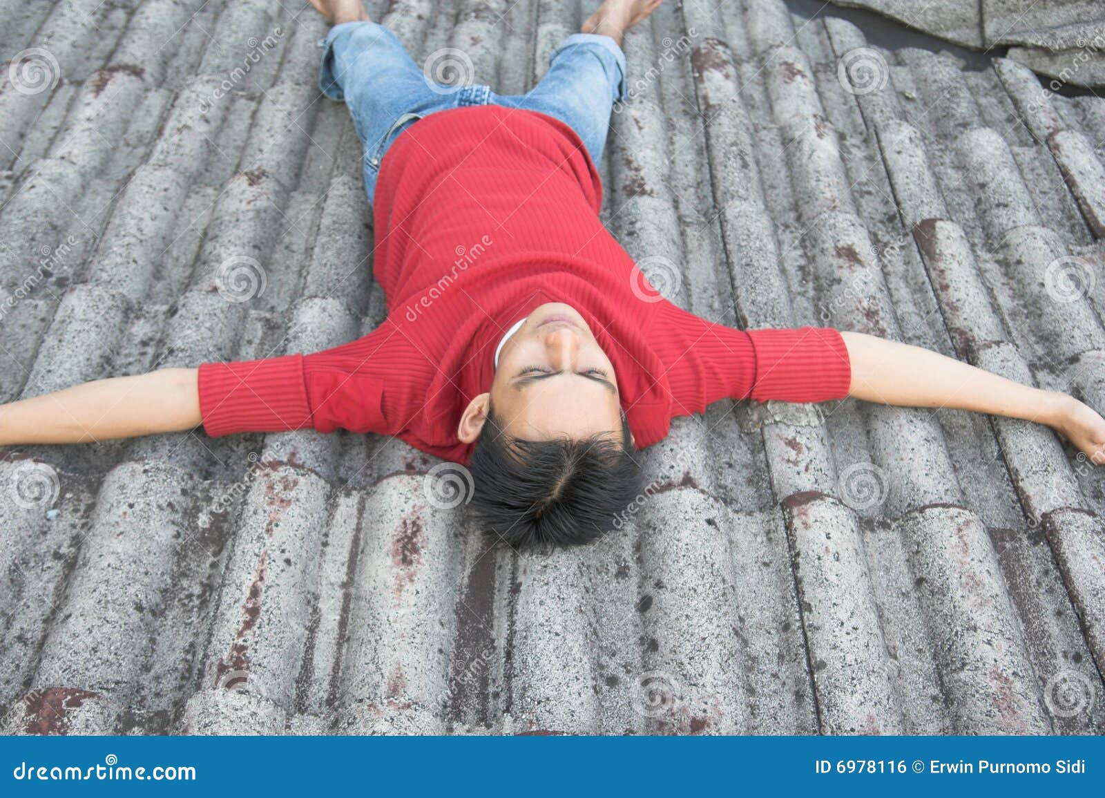 Man on the roof tile stock photo. Image of altitude, idea - 6978116