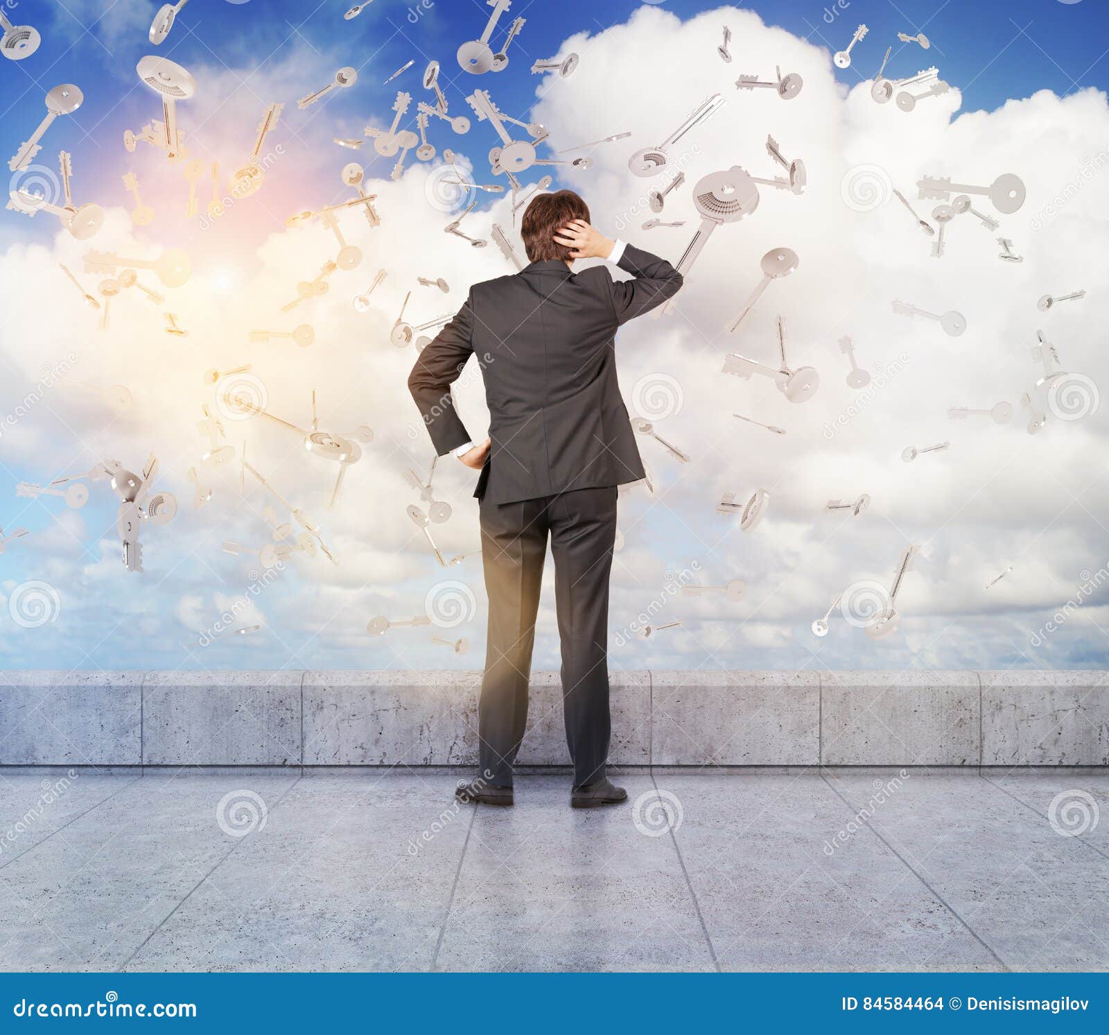 3d Man Standing On The Rooftop Of Skyscraper Royalty-Free Stock Photo ...