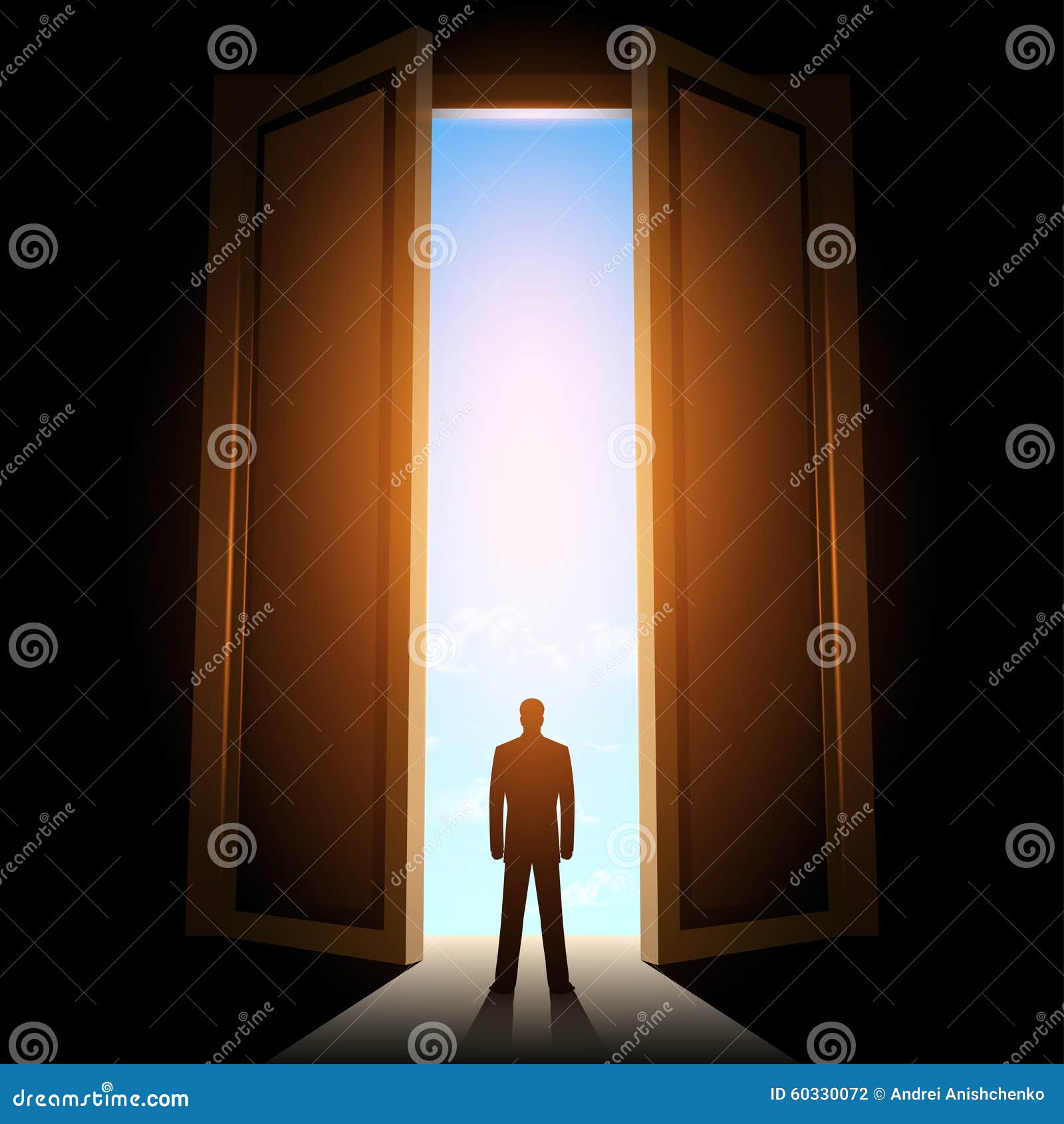 Man in Room with Big Open Door Stock Vector - Illustration of indoors ...