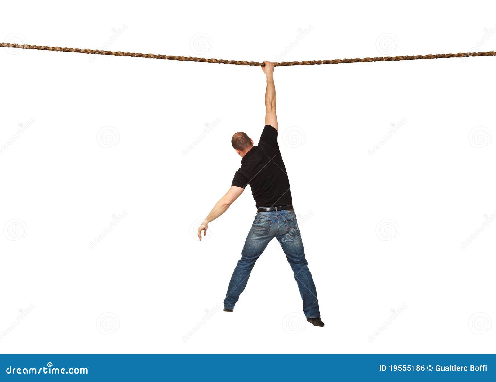 Man on rope stock photo. Image of white, isolated, solution - 19555186