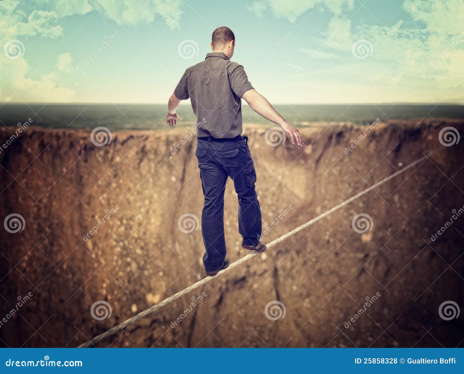 Man on rope stock photo. Image of solution, walk, caucasian - 25858328