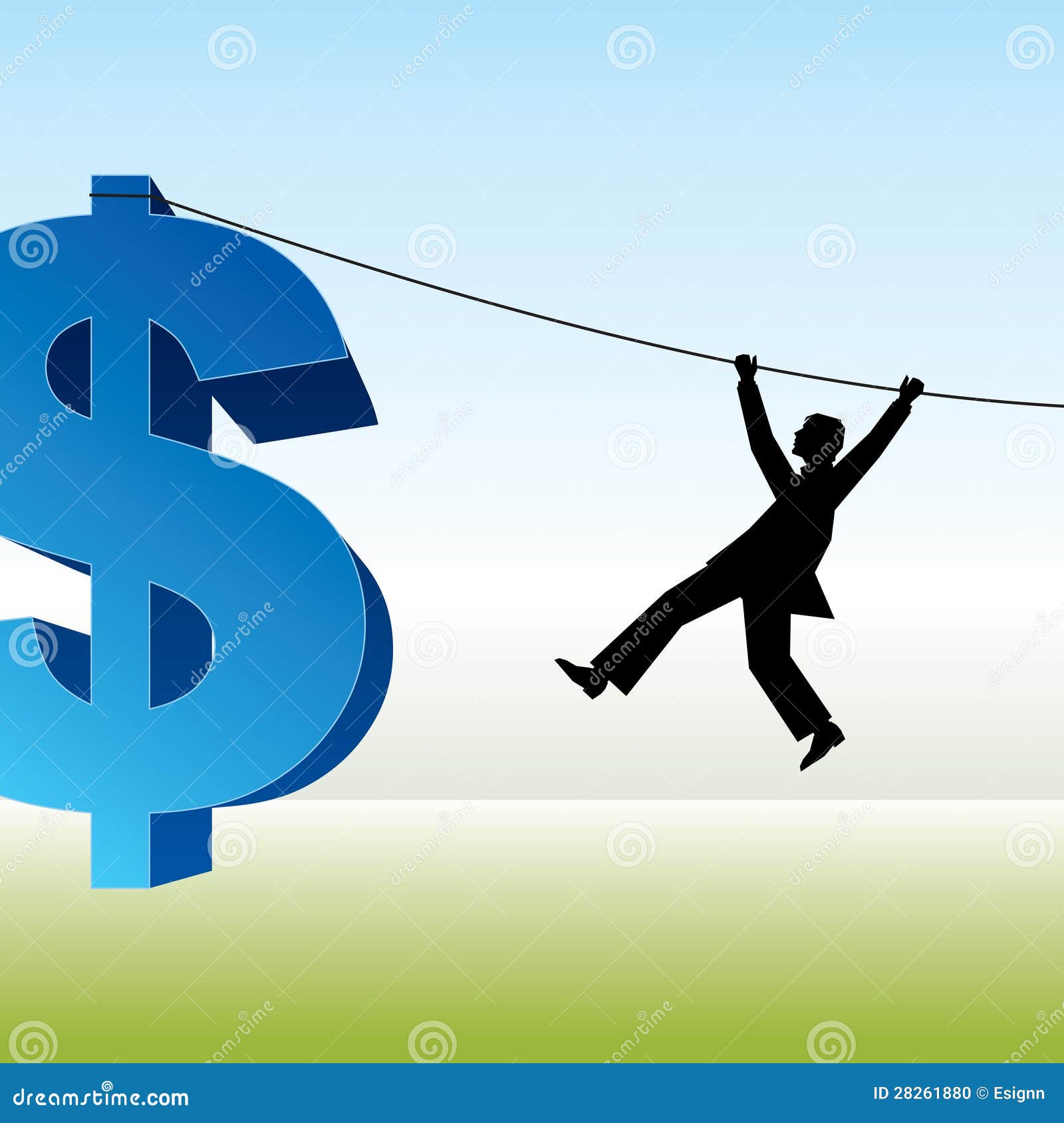 Man and Rope with Dollar Sign Stock Vector - Illustration of currency ...
