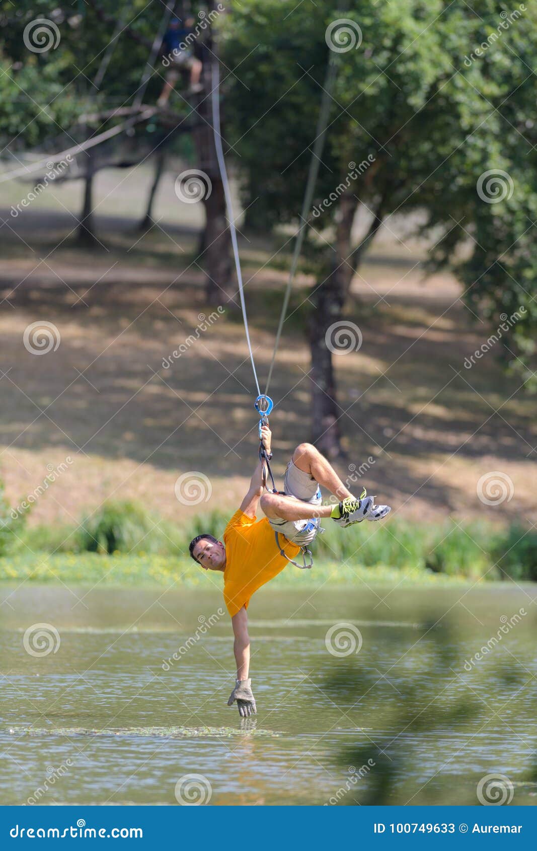 Man Rope Jumping with Rope in Water Stock Image - Image of height, rock ...