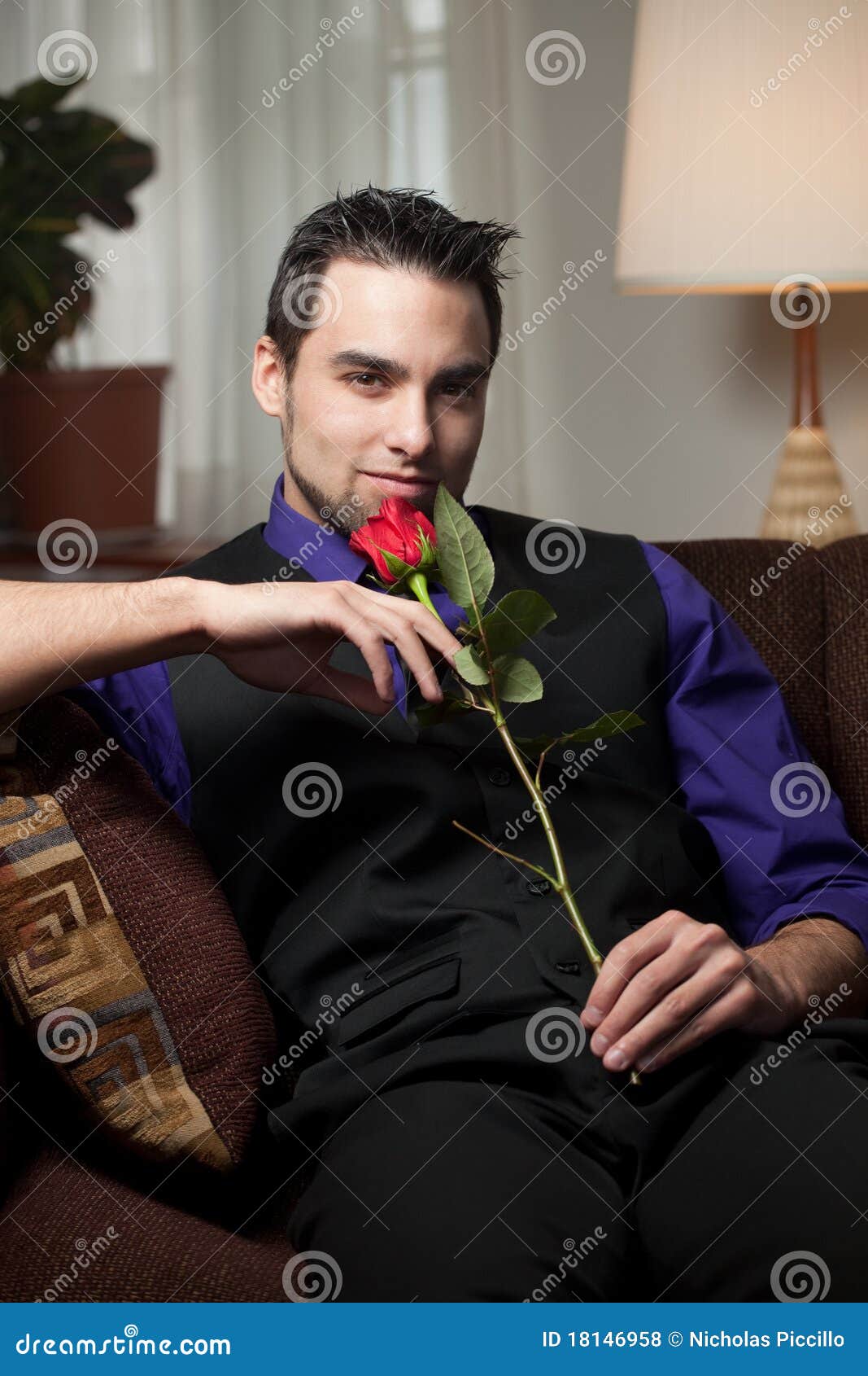 Man with Rose stock photo. Image of couch, date, rose - 18146958