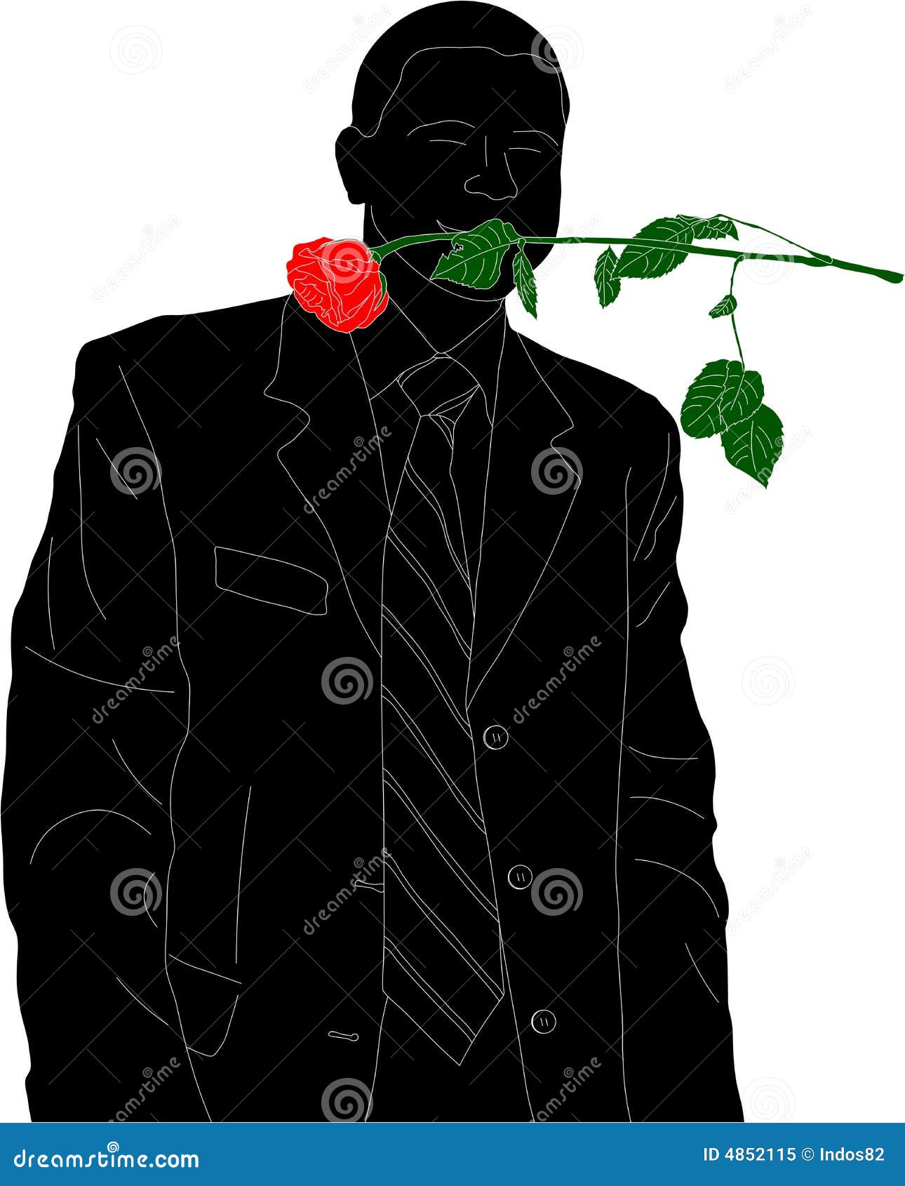 Man with a rose stock illustration. Illustration of loving - 4852115