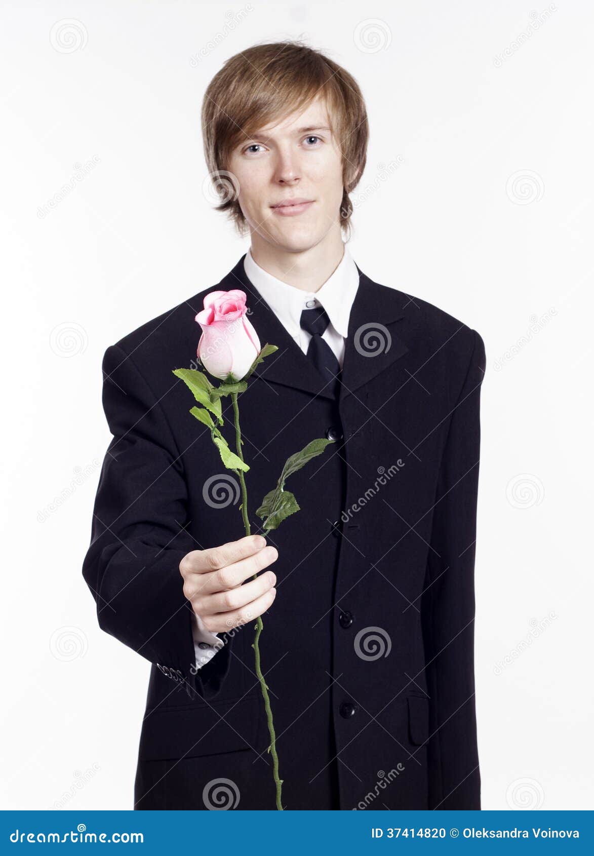 Man with rose stock photo. Image of flower, cute, business - 37414820