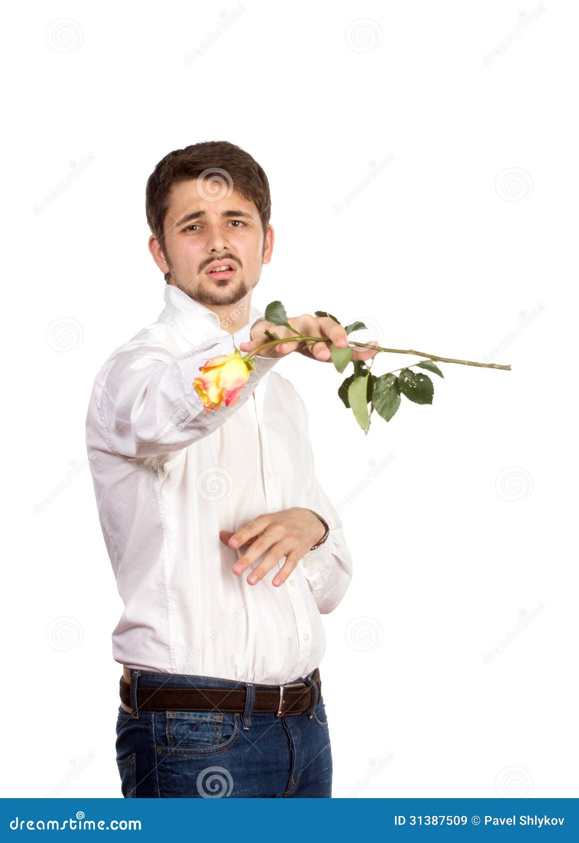 Man with rose stock image. Image of male, happiness, cheerful - 31387509