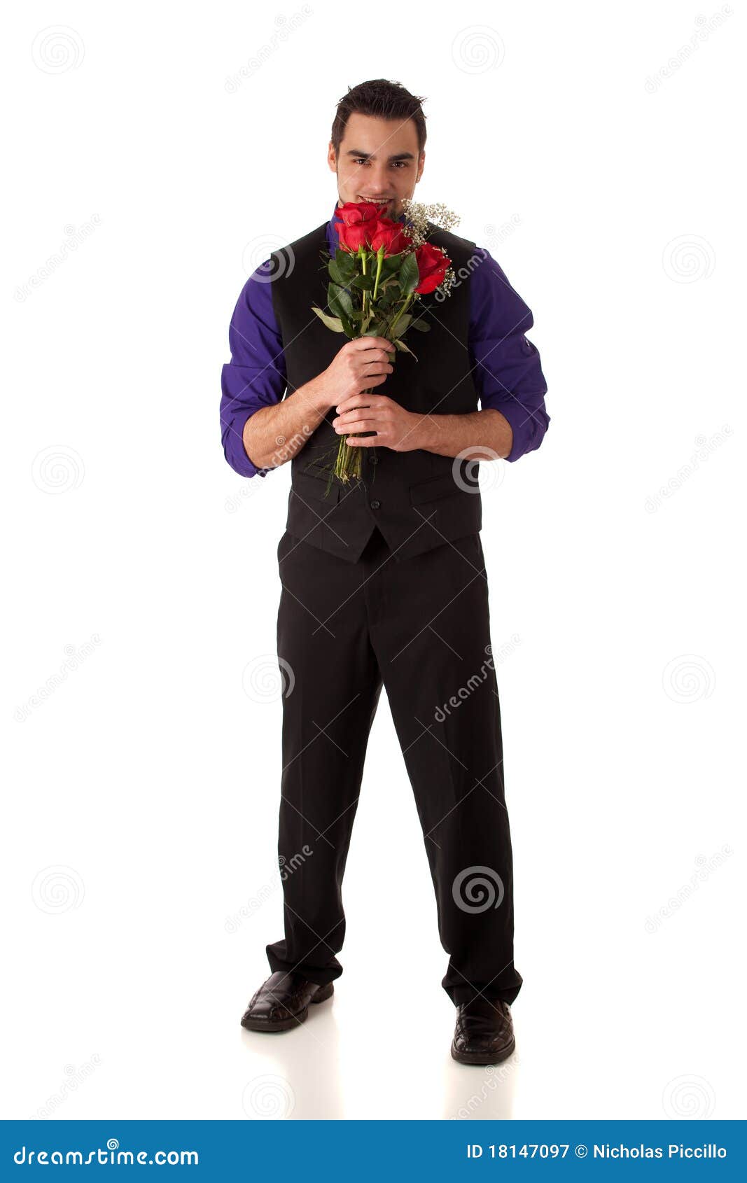 Man with Roses stock image. Image of person, young, flowers - 18147097