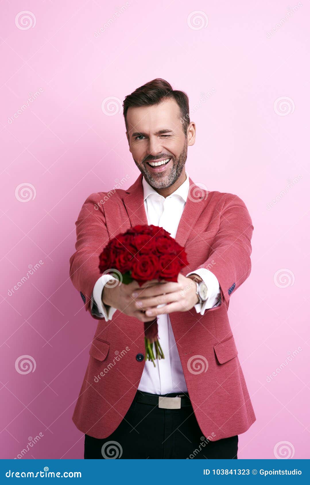 Man with roses stock image. Image of couple, event, person - 103841323
