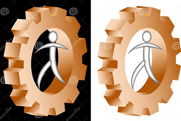 Man rotate the gear stock vector. Illustration of mechanics - 12296581