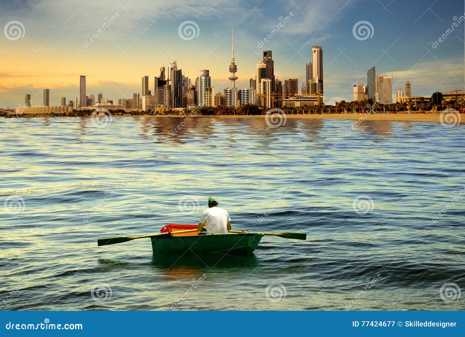 A man rowing boat stock image. Image of city, landscape - 77424677