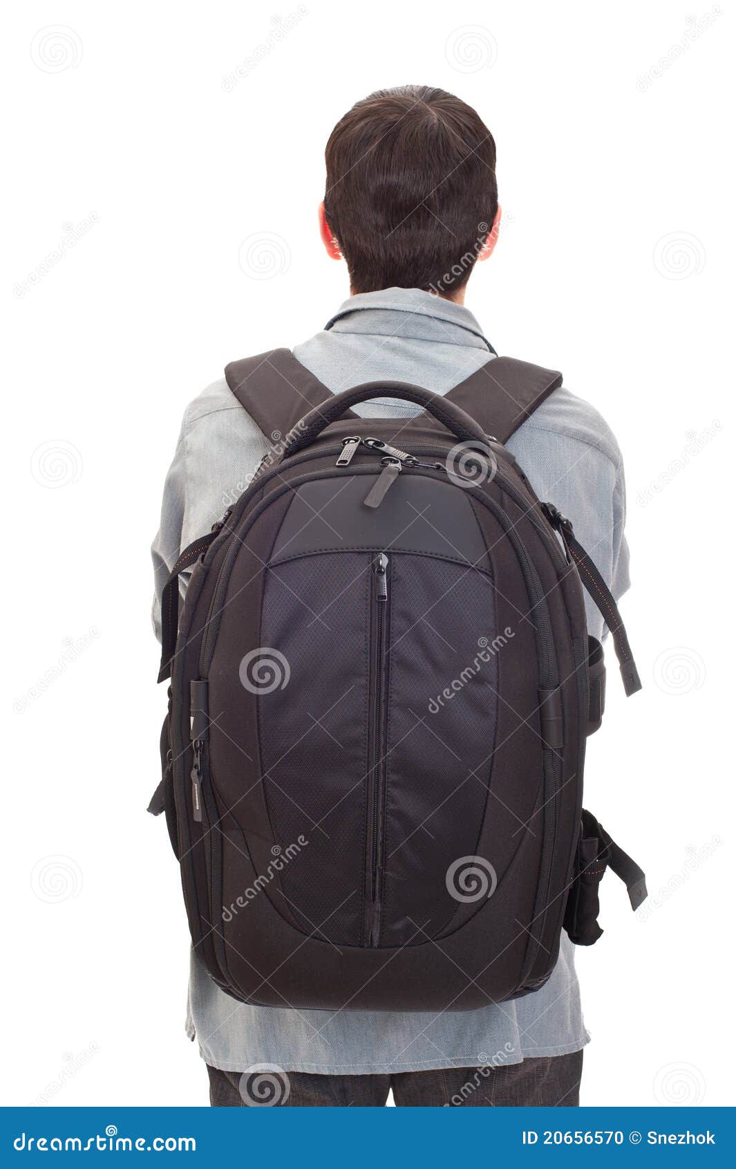 Man with a rucksack stock photo. Image of black, isolated - 20656570