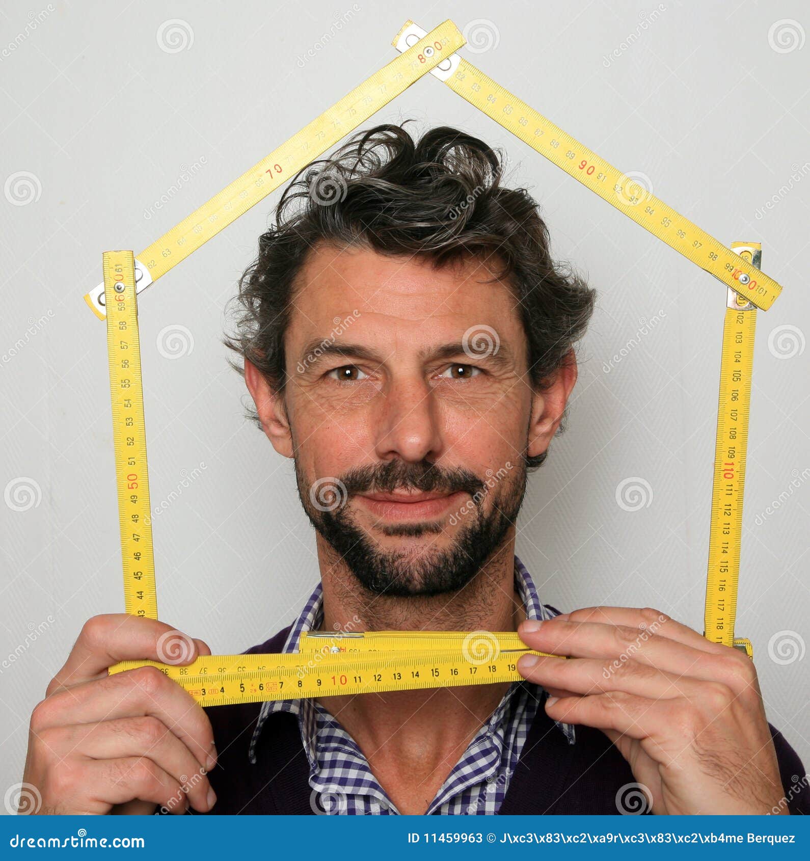 Man with rule stock image. Image of measurement, built - 11459963