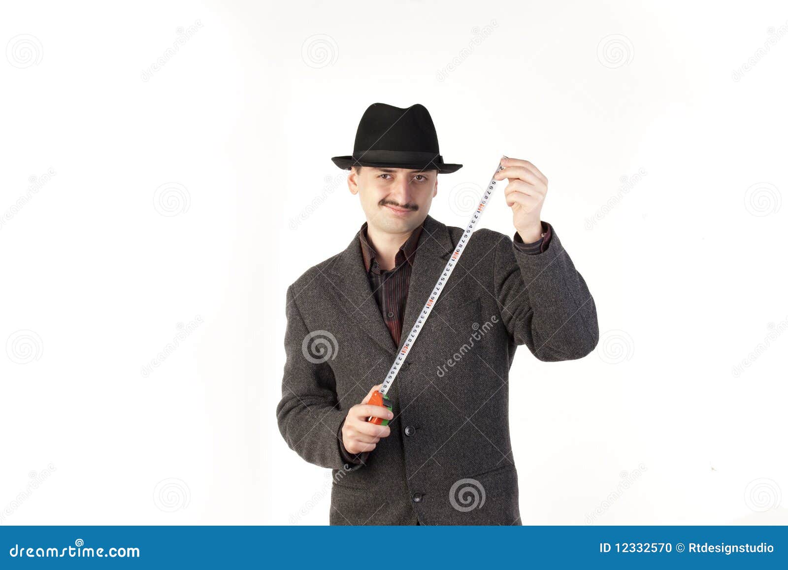 Man with ruler stock photo. Image of retro, style, serious - 12332570