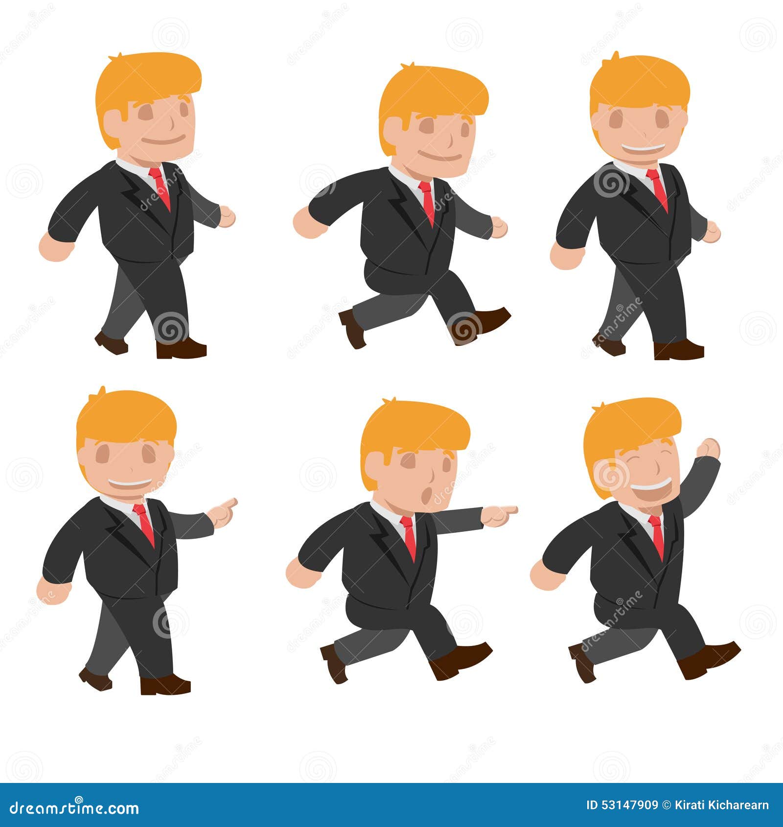 Man Run Walk Funny Cartoon Set Vector Stock Vector - Illustration of ...