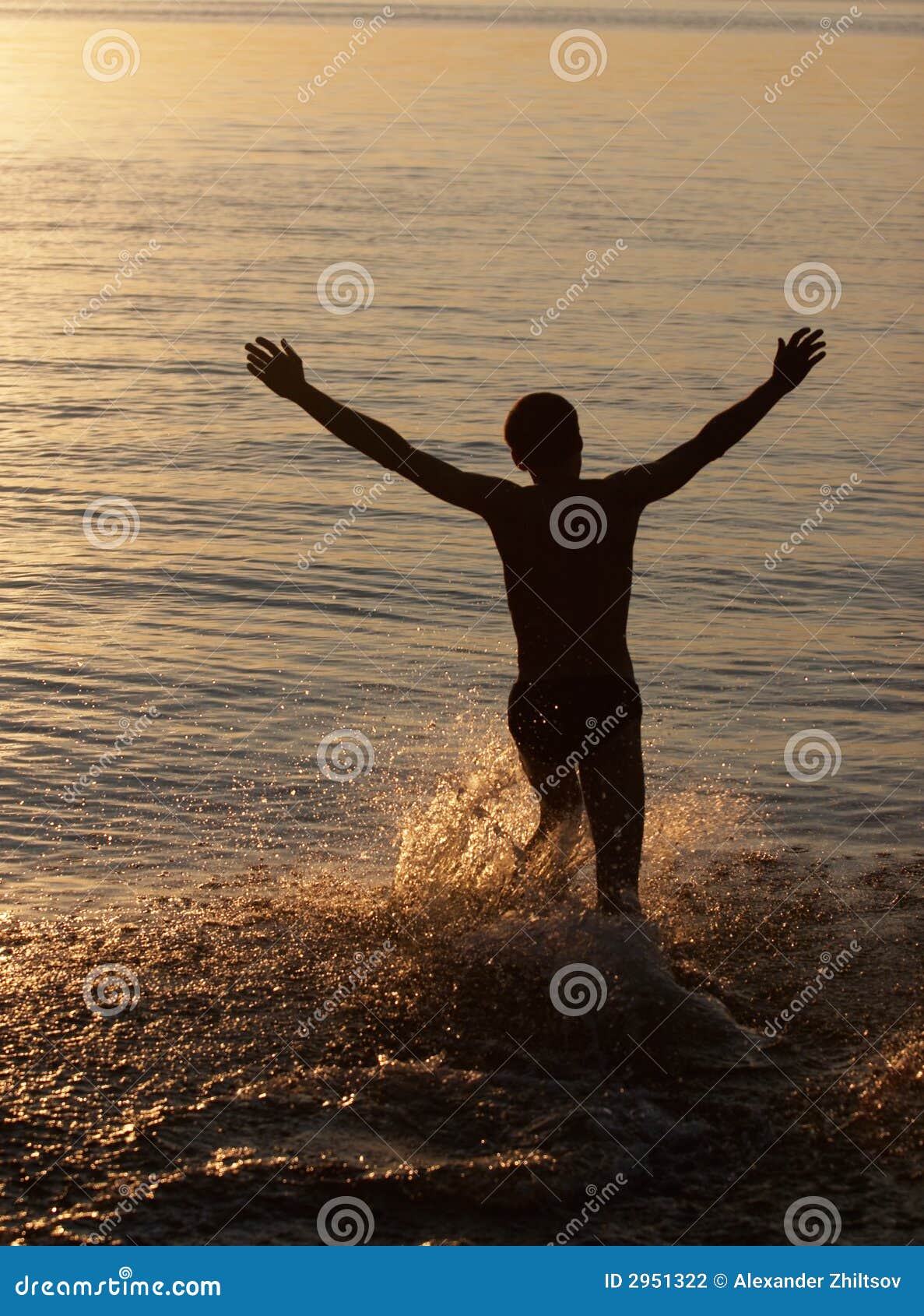 Man run in water stock photo. Image of freedom, dusk, summer - 2951322