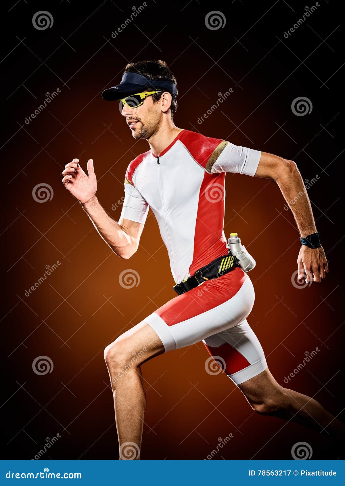 Man Runner Running Triathlon Ironman Isolated Stock Image - Image of ...