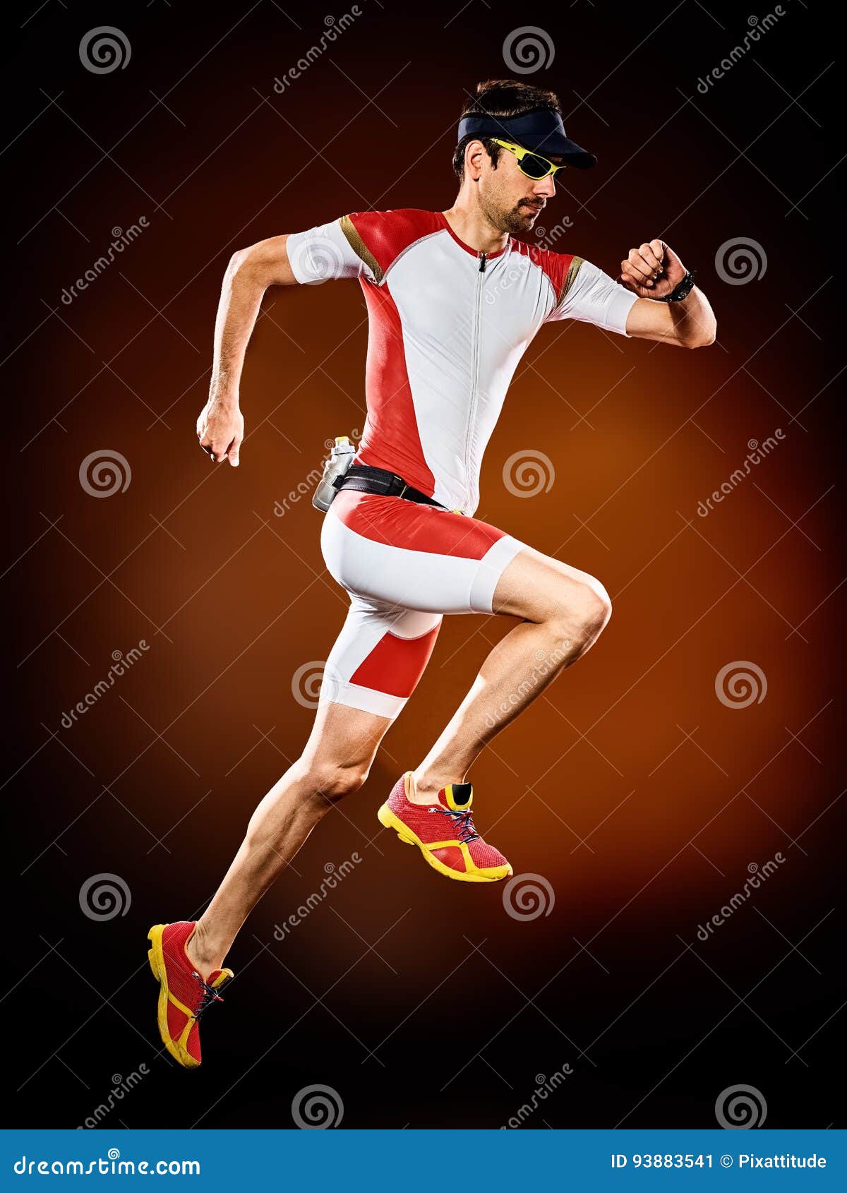 Man Runner Running Triathlon Ironman Isolated Stock Image - Image of ...
