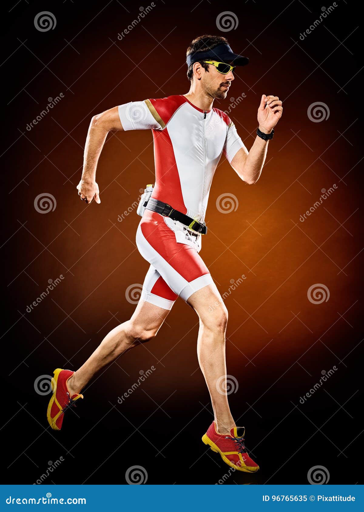 Man Runner Running Triathlon Ironman Isolated Stock Image - Image of ...