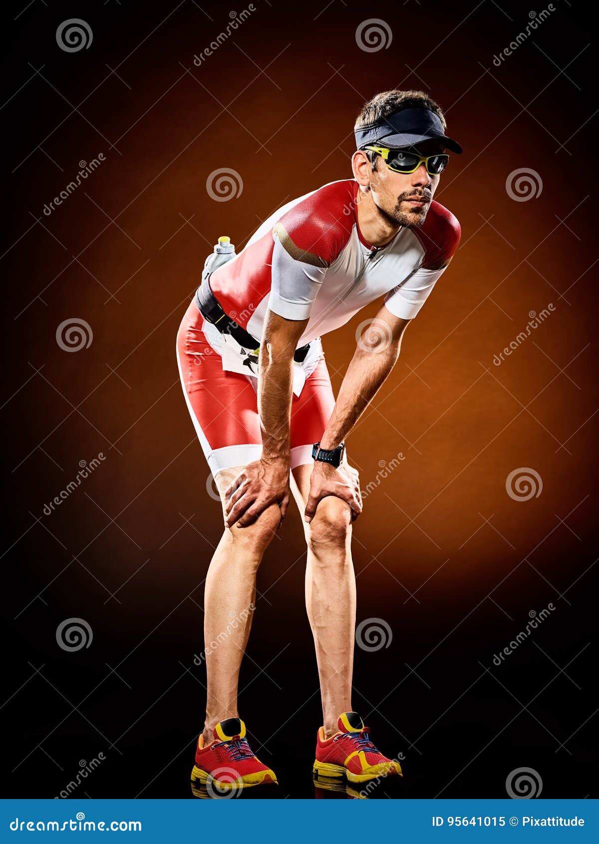 Man Runner Running Triathlon Ironman Stock Image - Image of studio ...