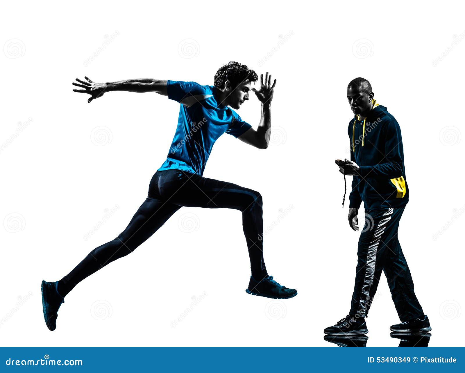 Man Runner Sprinter with Coach Stopwatch Stock Image - Image of ...