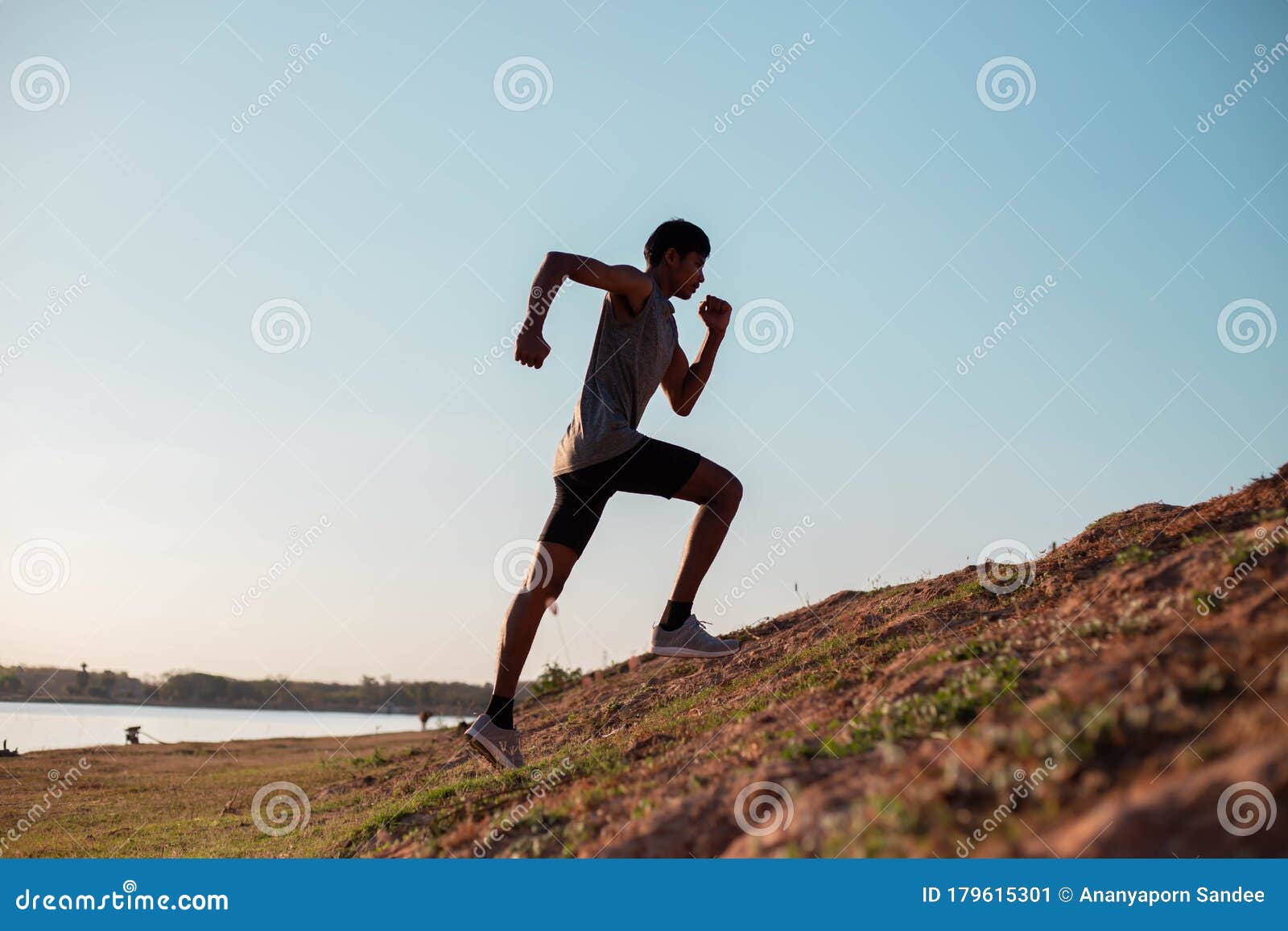 The Man with Runner on the Street Be Running for Exercise Stock Image ...