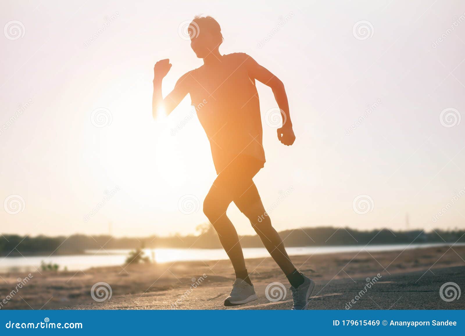 The Man with Runner on the Street Be Running for Exercise Stock Image ...