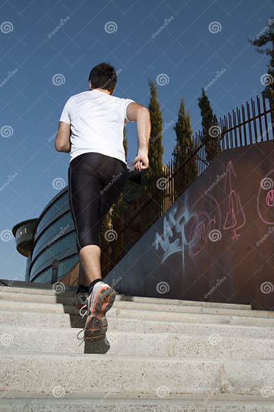 Man running stock image. Image of stairway, health, step - 16673107