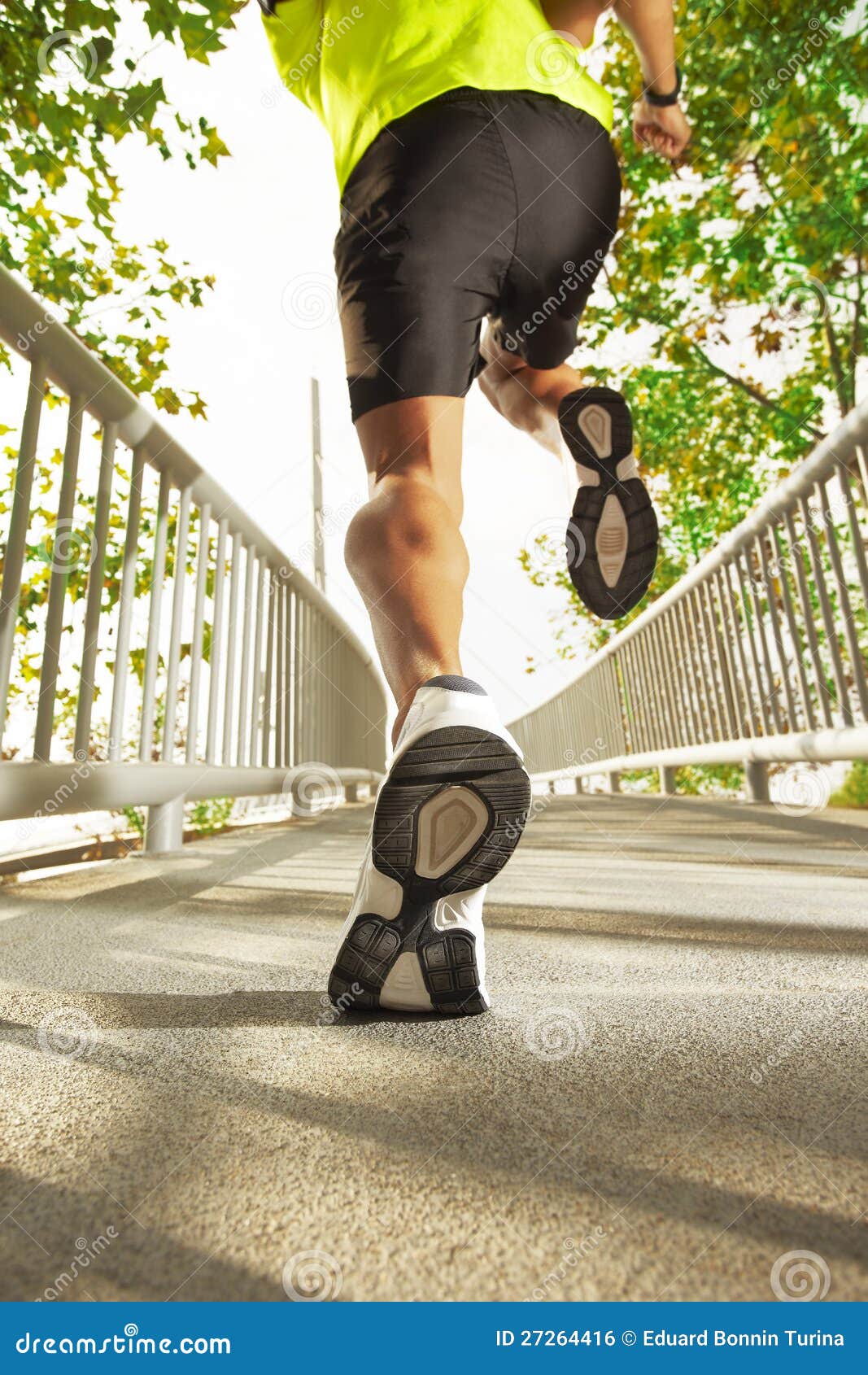 Man Running Across the Bridge Stock Photo - Image of person, fitness ...