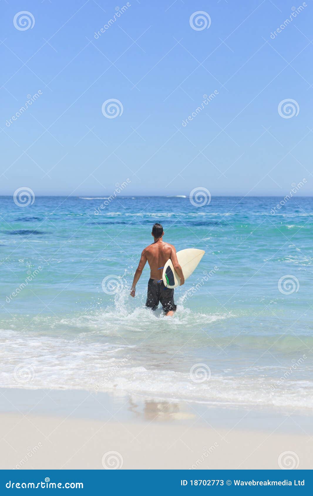 Man Running on the Beach with His Surfboard Stock Image - Image of ...