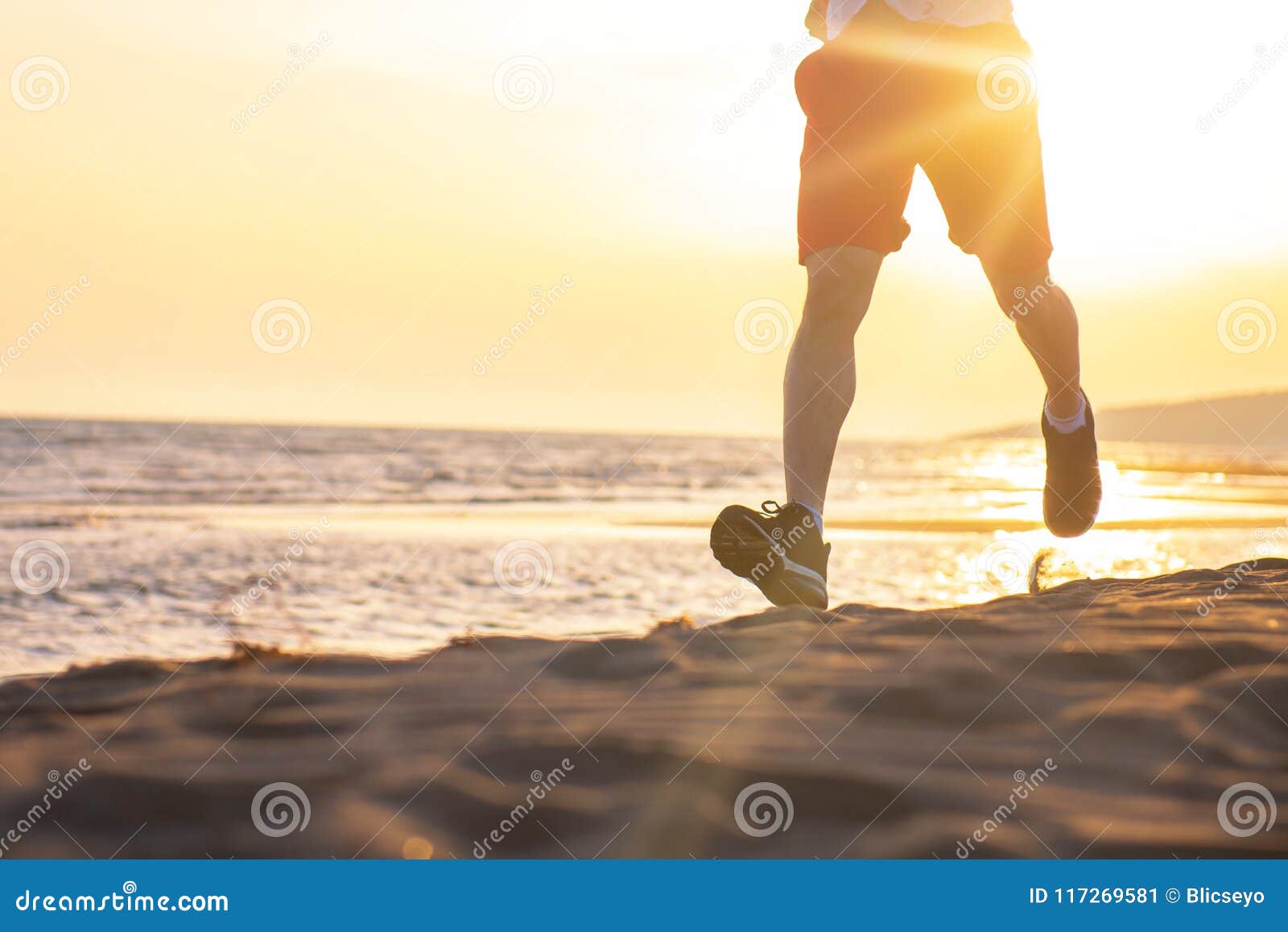 Man Running on the Beach at Sunset Stock Image - Image of nature, male ...