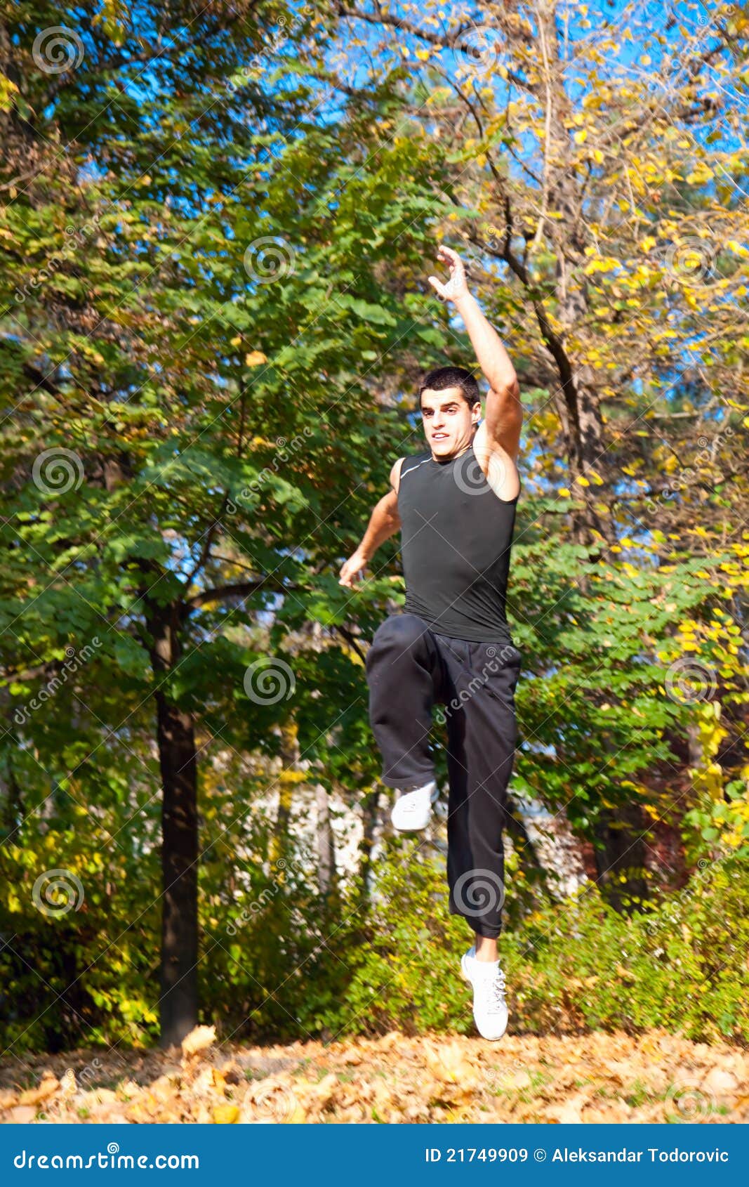 Man Running in a Beautiful Autumn Park Stock Image - Image of hike ...