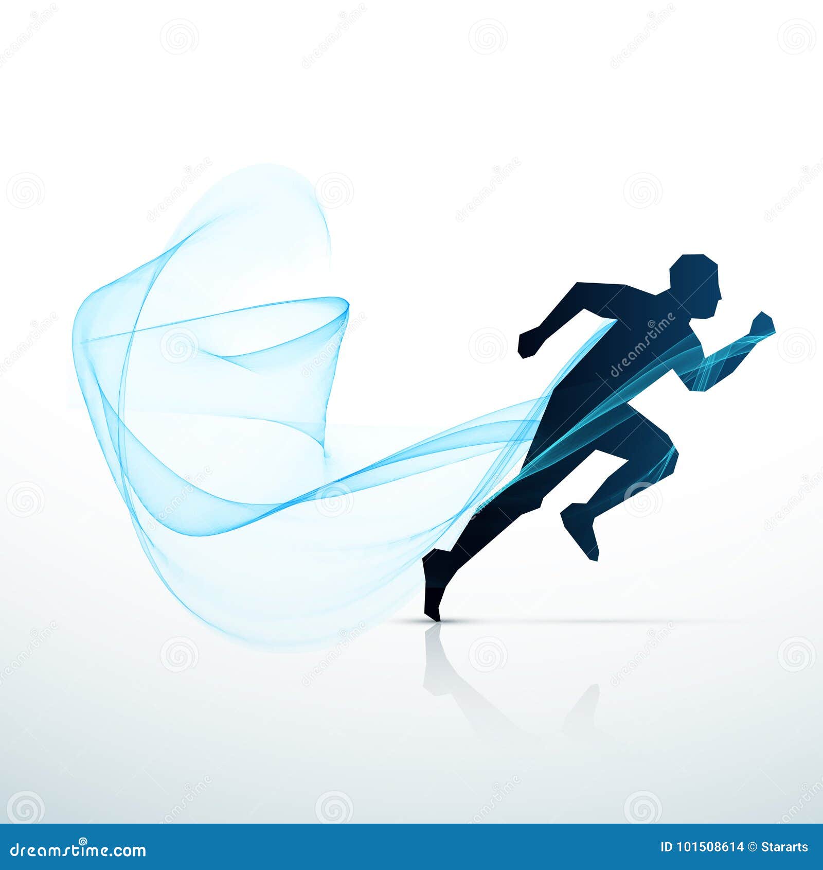 Running Man, Blue Geometric Vector Silhouette | CartoonDealer.com ...